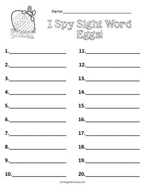 Sight Word Egg Recording Sheet - Kindergarten Chaos