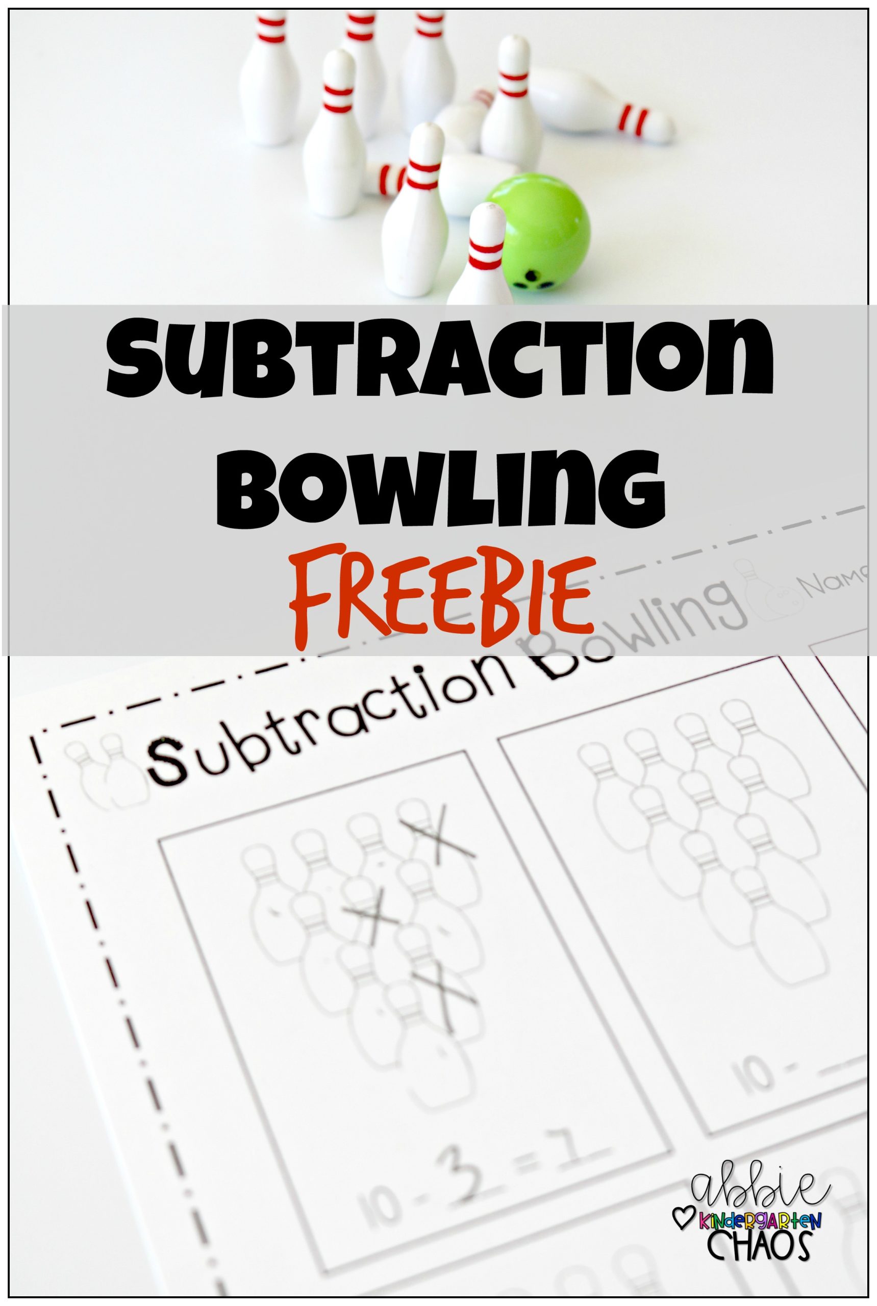 Subtraction Bowling FREEBIE Game for Kindergarten