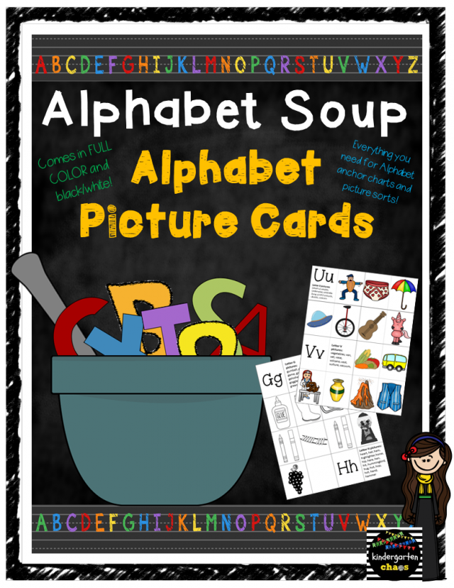 Alphabet Soup Alphabet Picture Cards 2 - Kindergarten Chaos