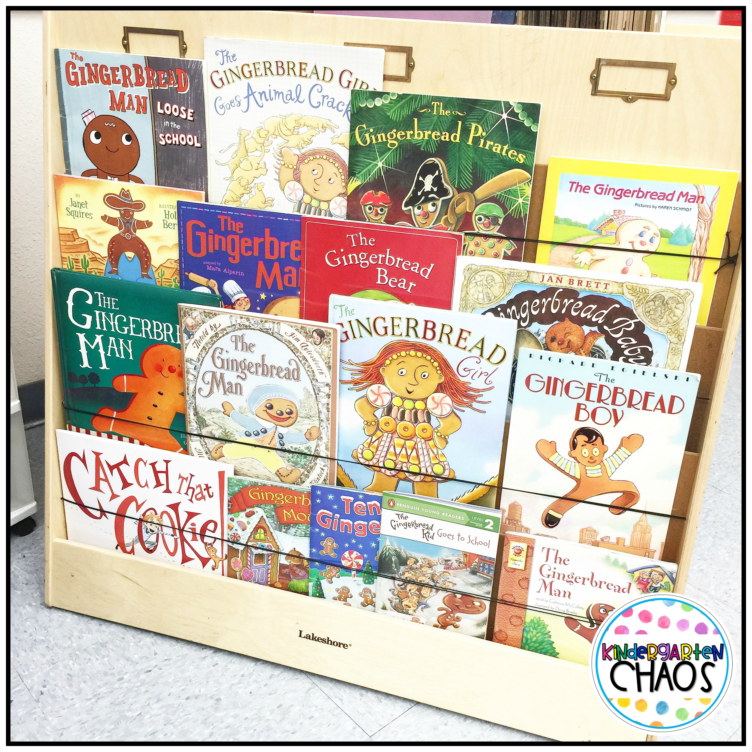 Gingerbread Books displayed - kindergartenchaos.com - Kindergarten Chaos