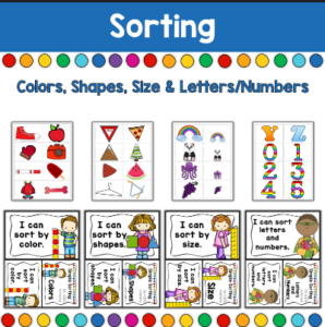 Simple Sorting of Colors, 2D Shapes, Sizes, Letters & Numbers