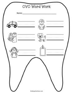 Dental Health Themed CVC Word Work - Sensory Table Bin