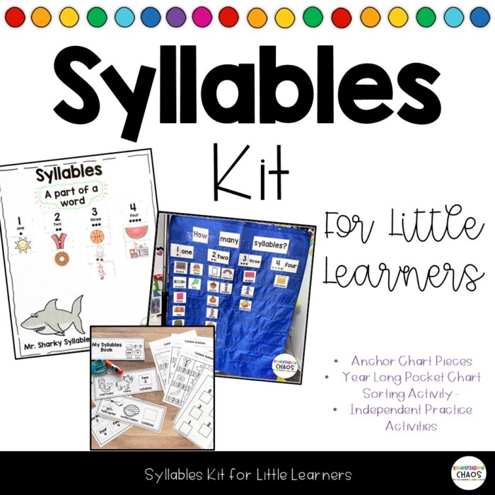 Syllables Kit - Anchor Chart - Practice Work - Phonological Awareness ...