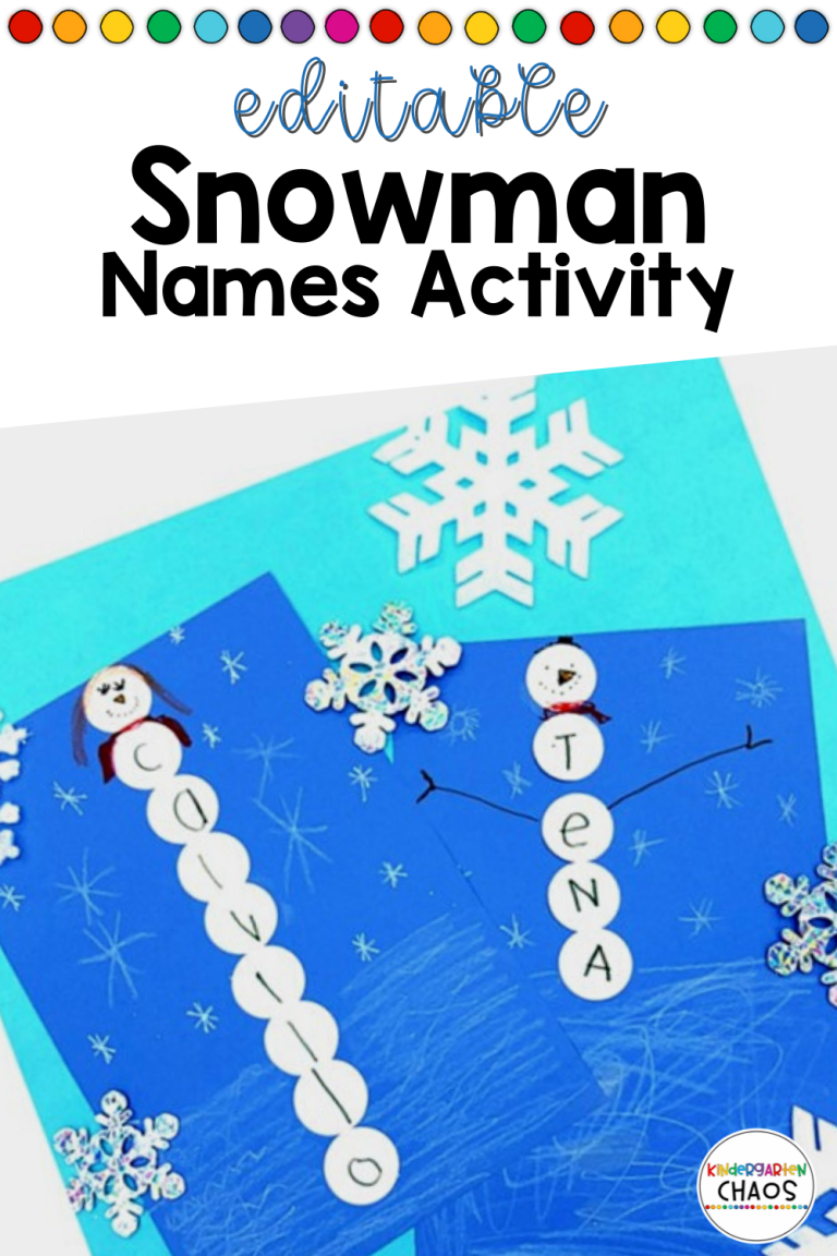 Snowman Editable Names Activity Winter - Kindergarten Chaos
