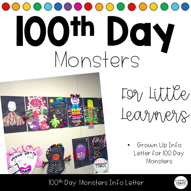 100th Day Monster & Collection Grown Up Letter FREEBIES - Kindergarten ...