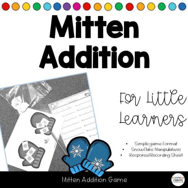 Mitten Addition Square Cover - Kindergarten Chaos