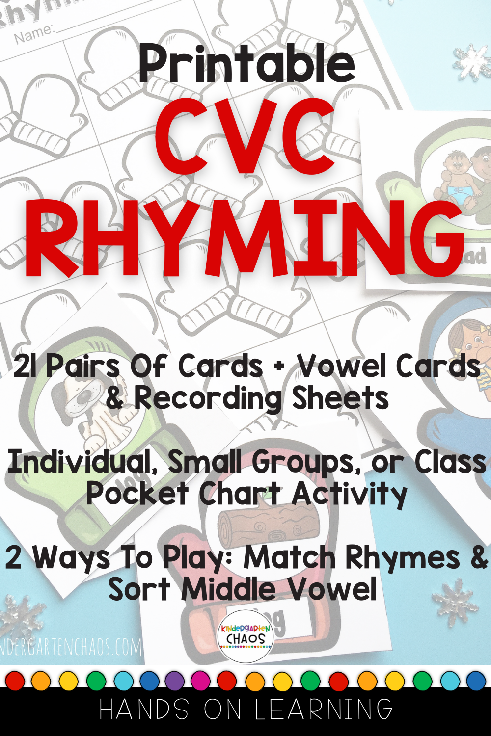 Rhyming CVC Mittens 2 - Kindergarten Chaos
