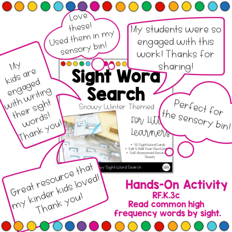 Snow Themed Sight Word Activity Cards - Kindergarten Chaos