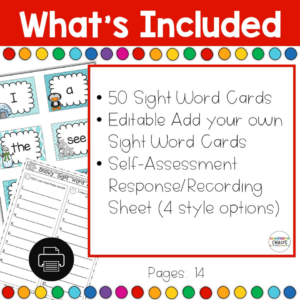 Snow Themed Sight Word Activity Cards - Kindergarten Chaos