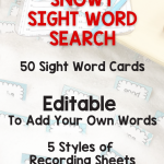 Snowy Sight Word Pins (1) - Kindergarten Chaos