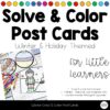Winter Holiday Editable Solve and Color Postcards - Kindergarten Chaos