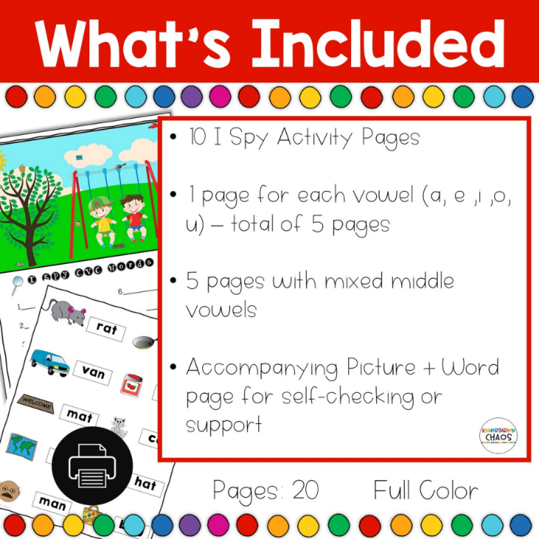 I Spy CVC Word Work Activities