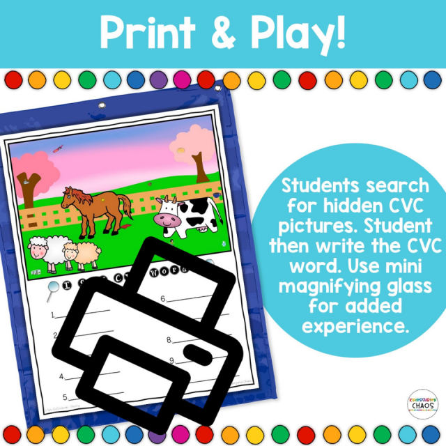 I Spy CVC Word Work Activities