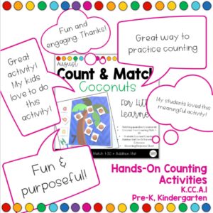 Count & Match Coconut 1-30 Counting and Addition Math Tubs