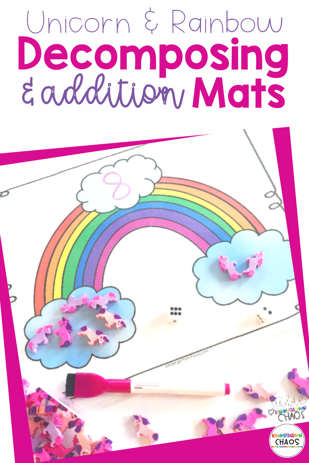 Printable Rainbow Unicorn Decomposing Addition Activity