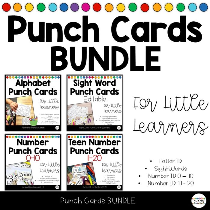 Punch Cards BUNDLE for Letter ID & Number ID
