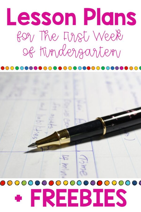 First Week Of School Lesson Plans For Kindergarten