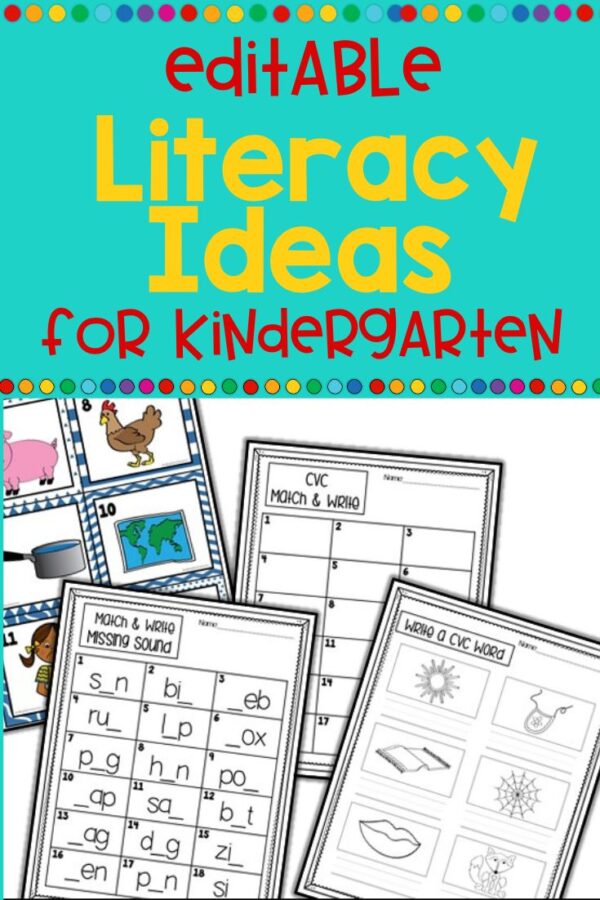 Editable Literacy Ideas For Kindergarten - Kindergarten Chaos