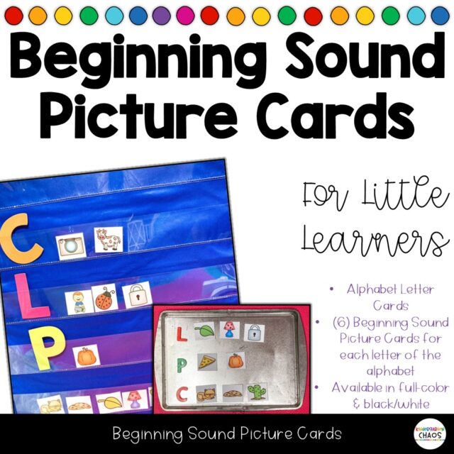 Beginning Sound Alphabet Picture Cards - Kindergarten Chaos