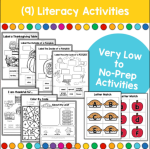 November Thanksgiving Literacy Math Activities - Worksheets | Centers ...