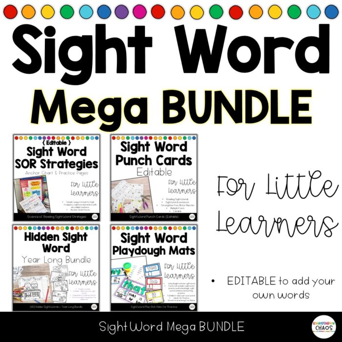 Sight Word Activities MEGA BUNDLE SOR Aligned Editable Worksheets for K ...