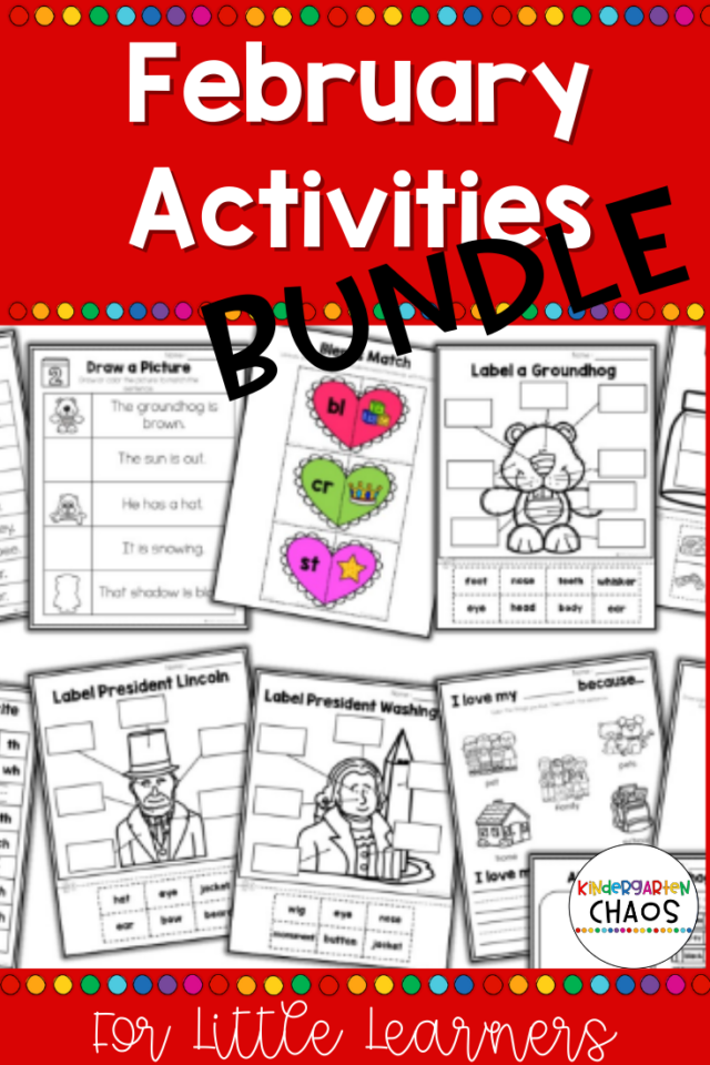 February Literacy Math Activities Bundle - Kindergarten Chaos