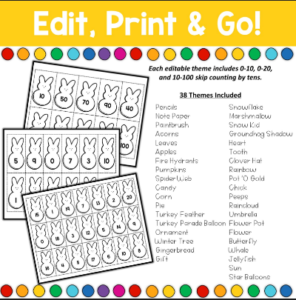 Ordering Numbers Editable Weekly Math Activities Year Long Bundle 1-10 ...