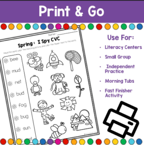 I Spy CVC Words | Blending | Worksheet | Print and Go | No Prep ...