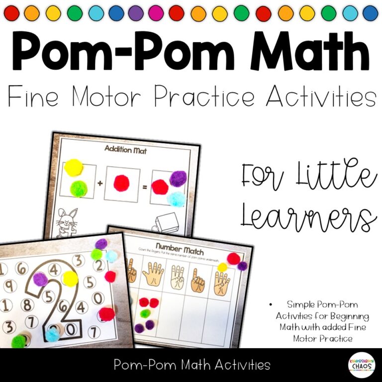 Pompom Math Activities For Little Learners - Kindergarten Chaos