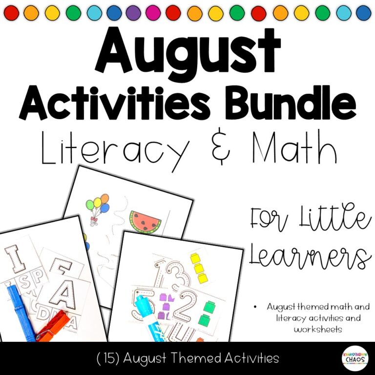 August Back to School Literacy Math Activities - Kindergarten Chaos