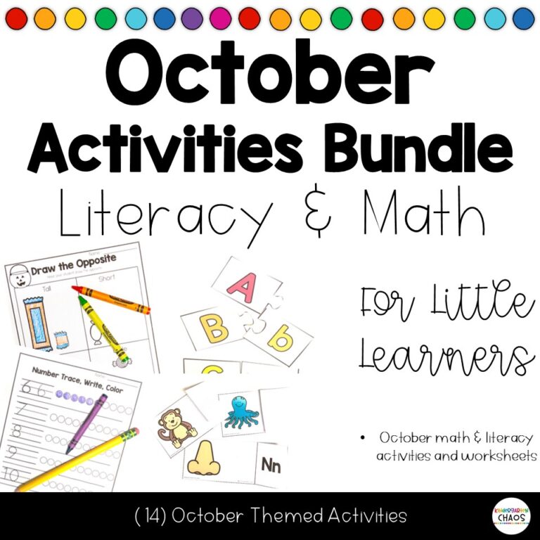 October Back to School Literacy Math Activities | Fall | Worksheets ...