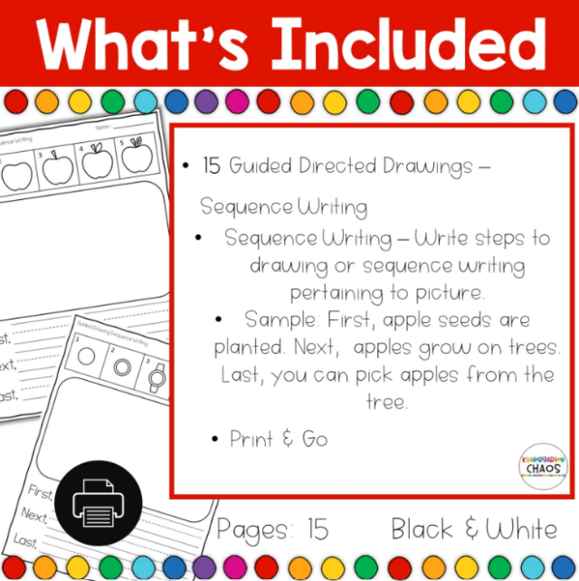 Guided Directed Drawings - Sequence Writing - Kindergarten Chaos