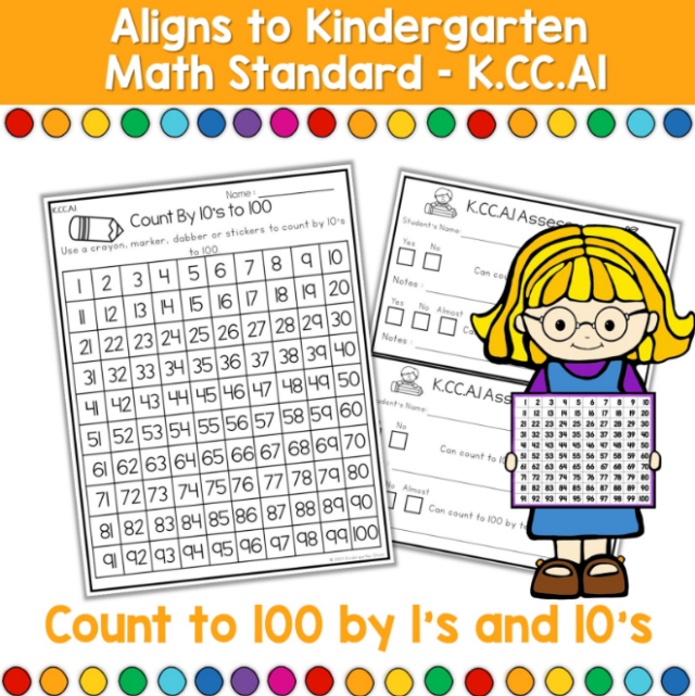 K.CC.A1 Count to 100 by 1's and 10's - Math - Kindergarten Chaos