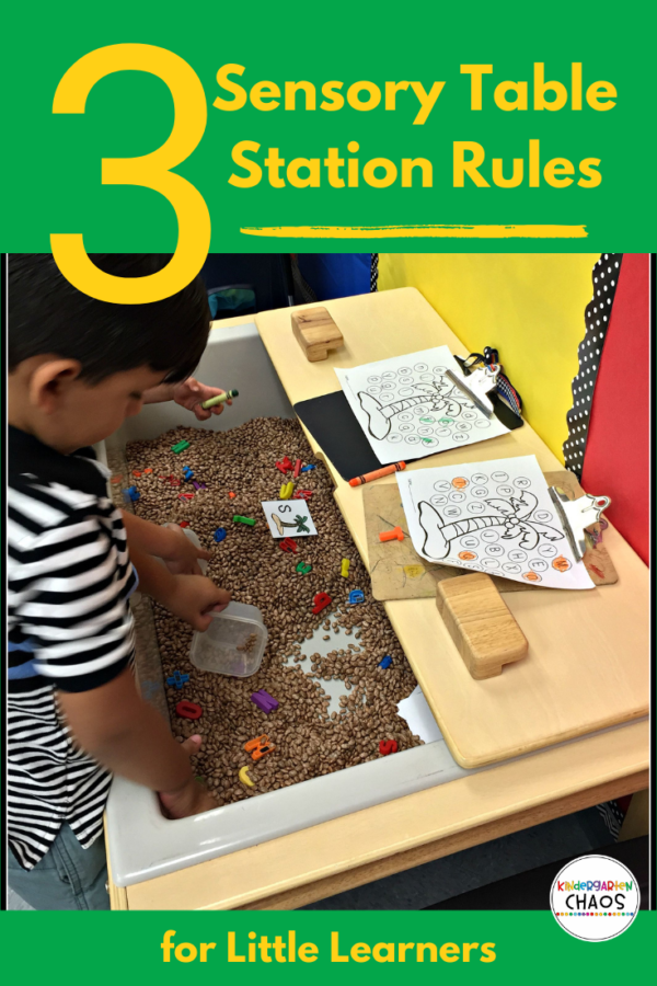 Sensory Table Station Rules for Little Learners - Kindergarten Chaos