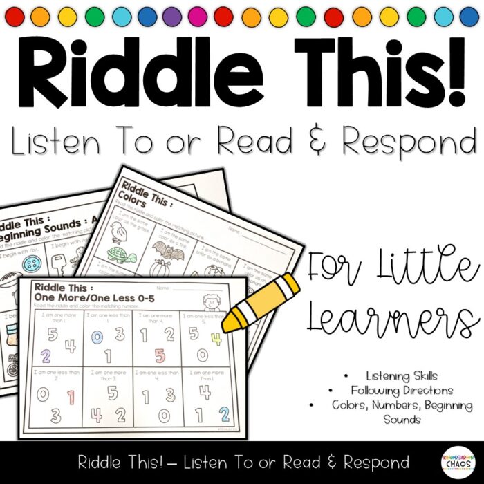 Another "Riddle This" Activity For Little Learners - Kindergarten Chaos