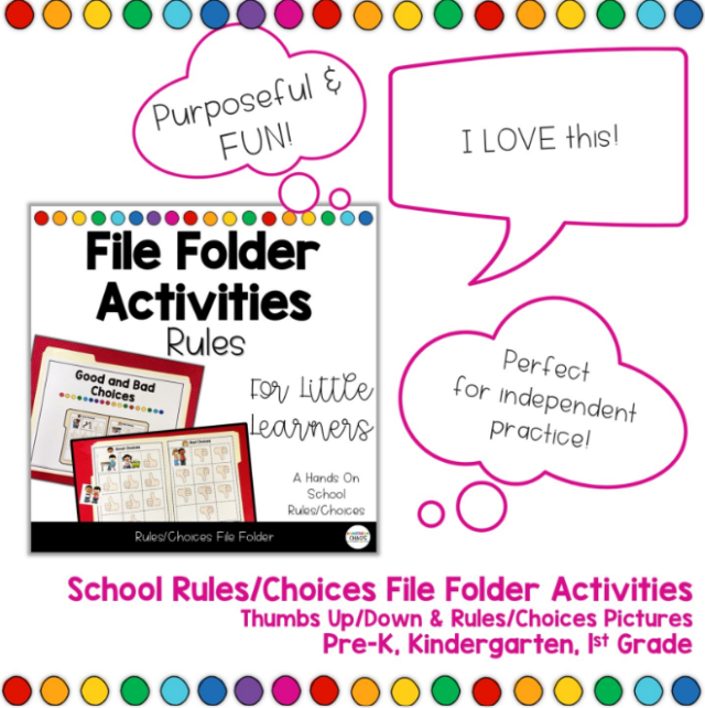 School Rules File Folder Activities - Kindergarten Chaos