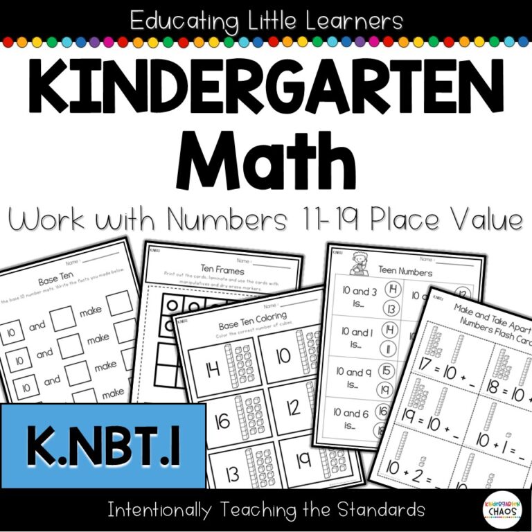 K.NBT.1 | Compose Decompose 11-19 into Tens & Ones - Kindergarten Chaos