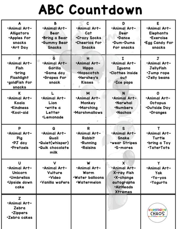 Countdown to Summer Break with the ABCs - Kindergarten Chaos